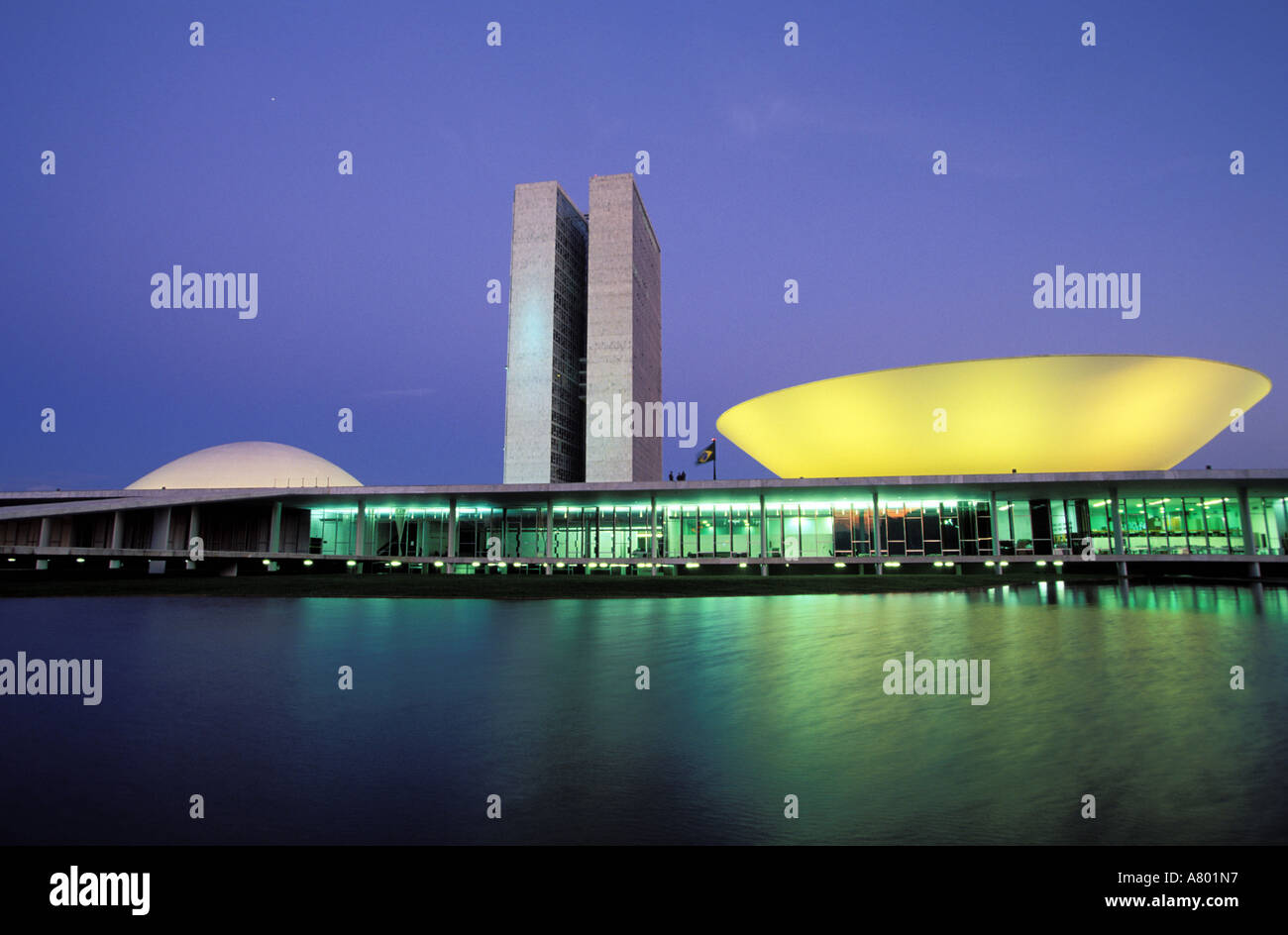 Brazil, Brasilia, Congress building (Parliament and the twin towers ...