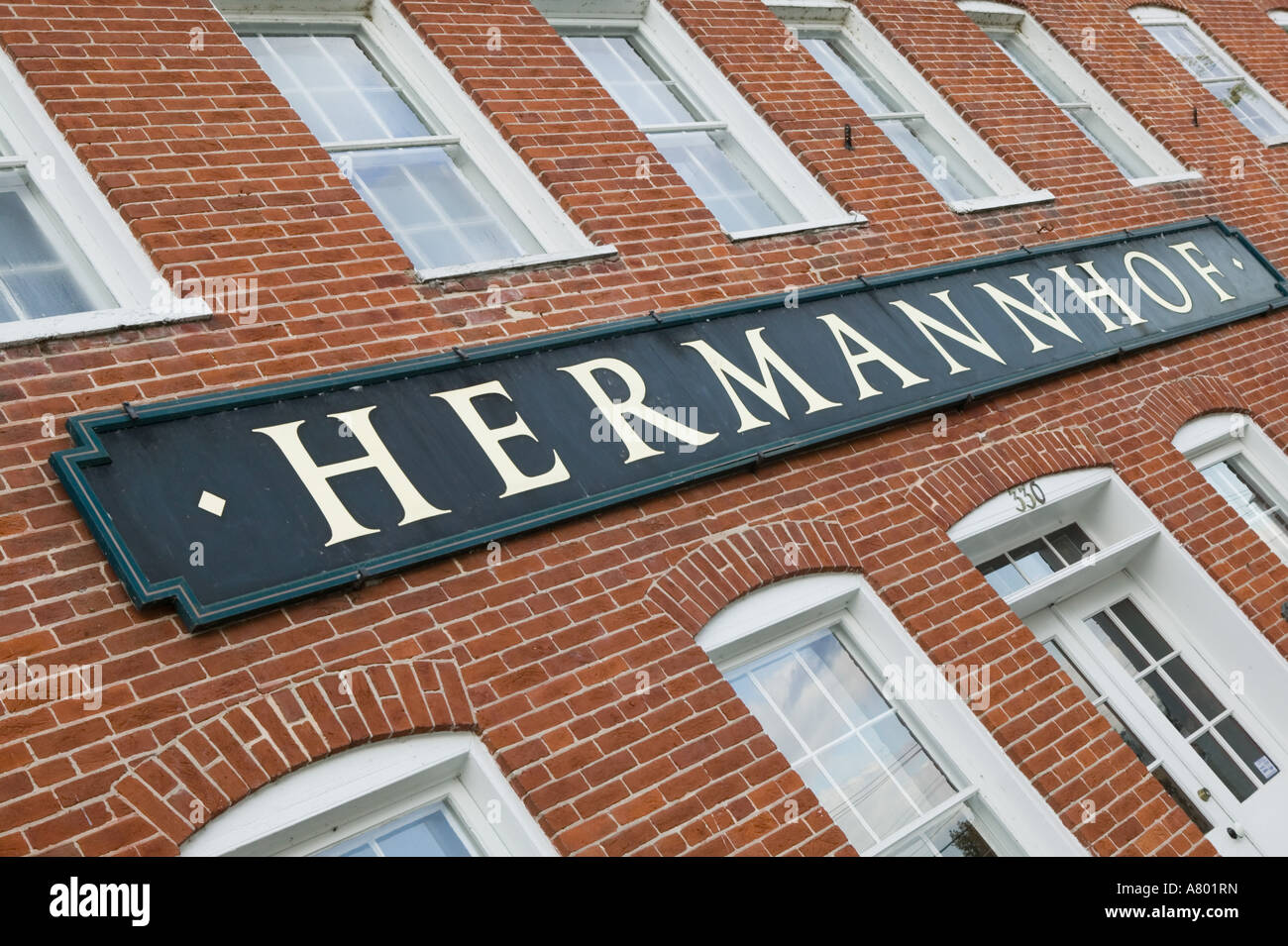 USA, Missouri, Herman: German Themed Hermanhof Winery Sign, German ...