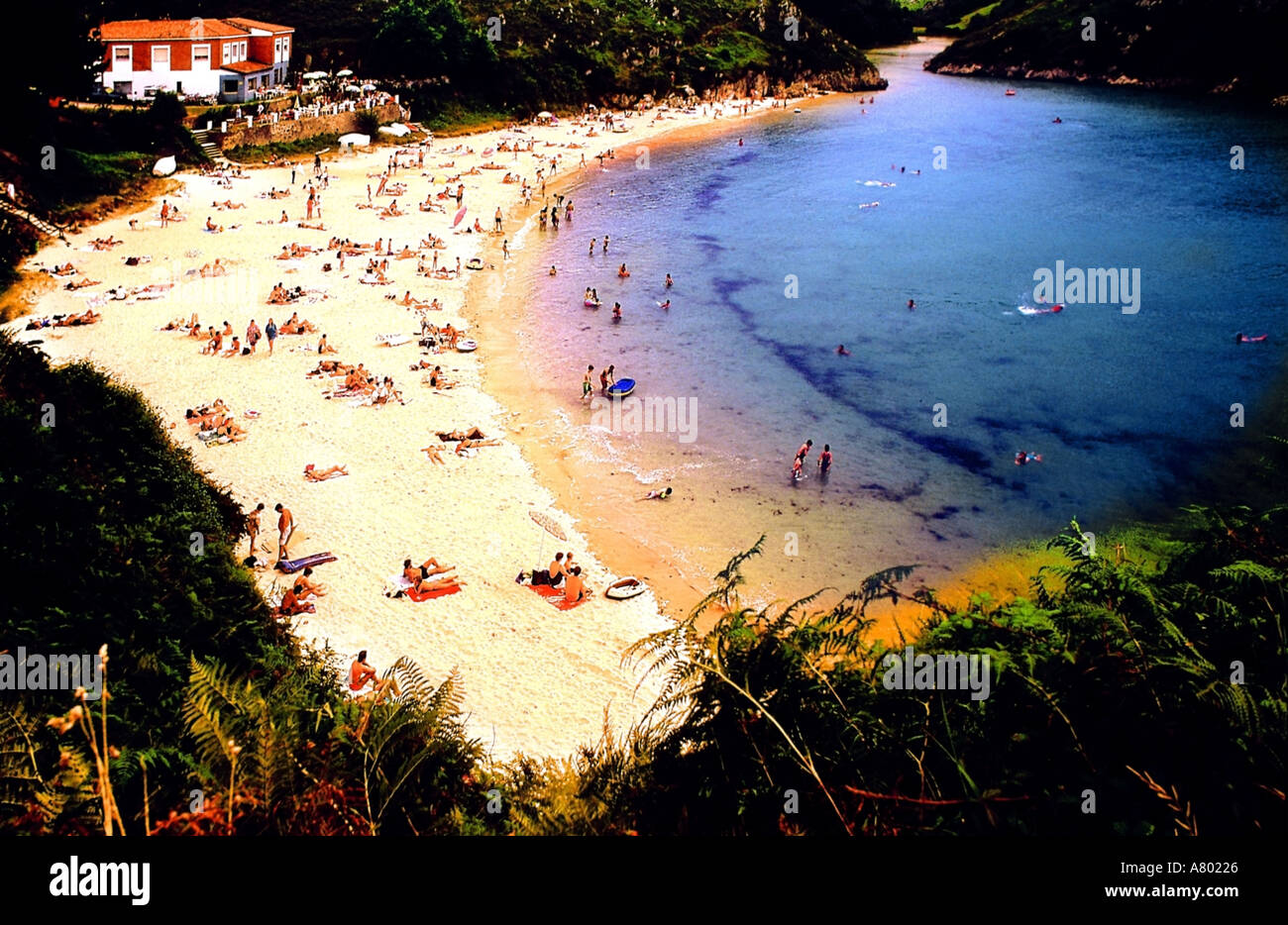 europe spain asturias costa verde green spain beach estuary Stock Photo ...