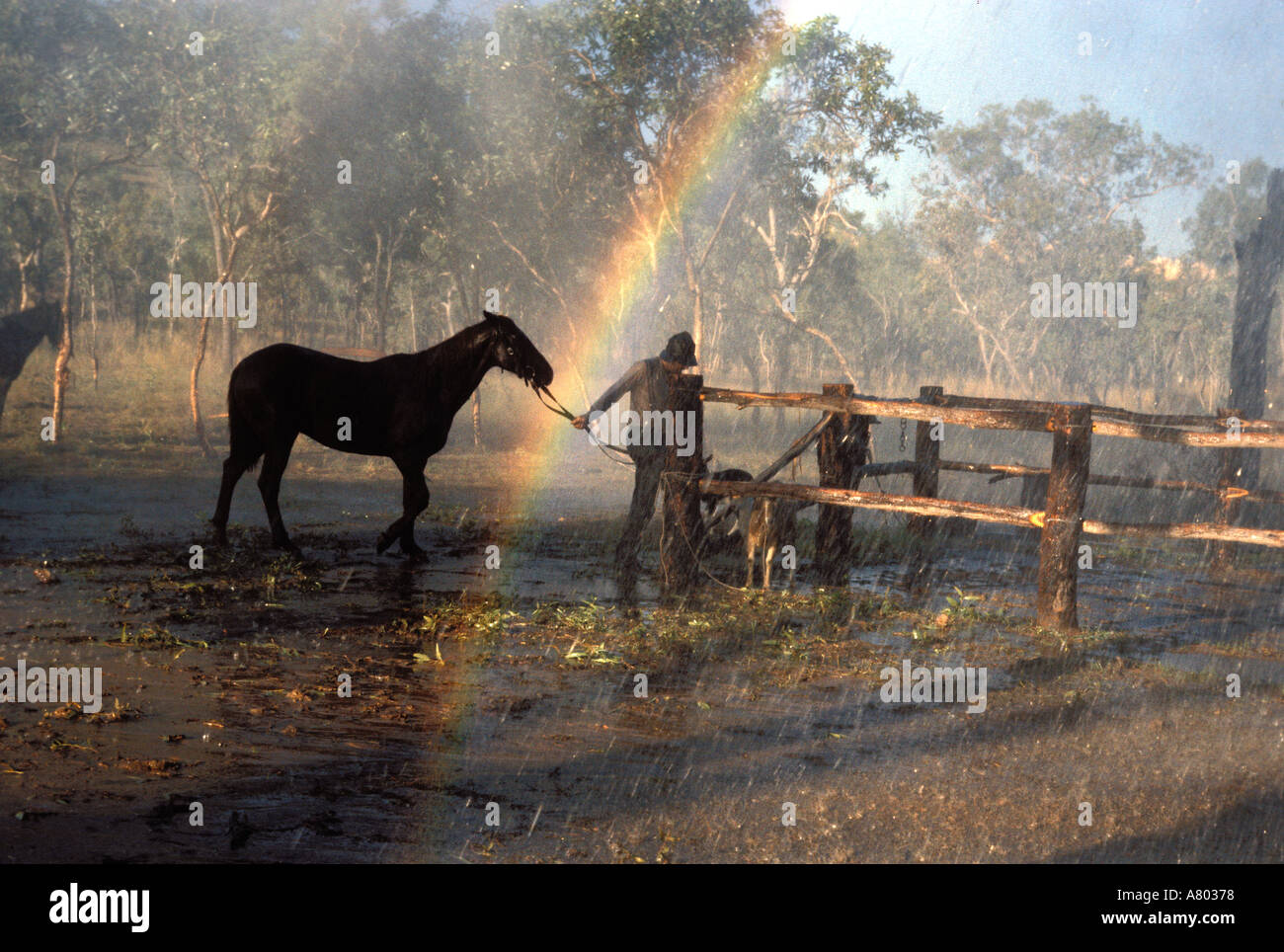 Rainbow strikes Australian ringers with their horses in a sudden ...