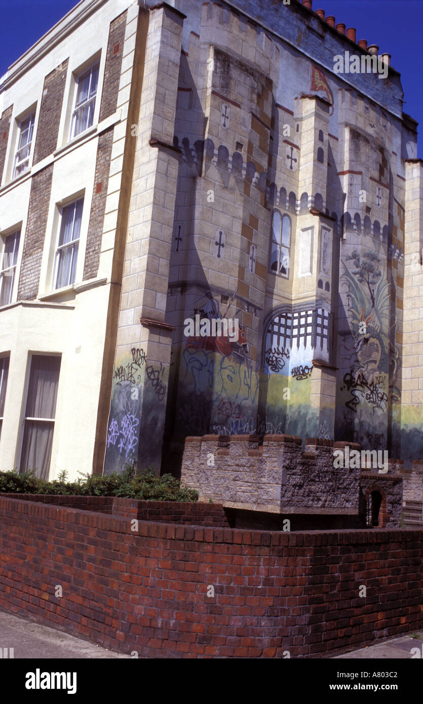 Mural of a castle on side of building in Notting hill, London Stock ...