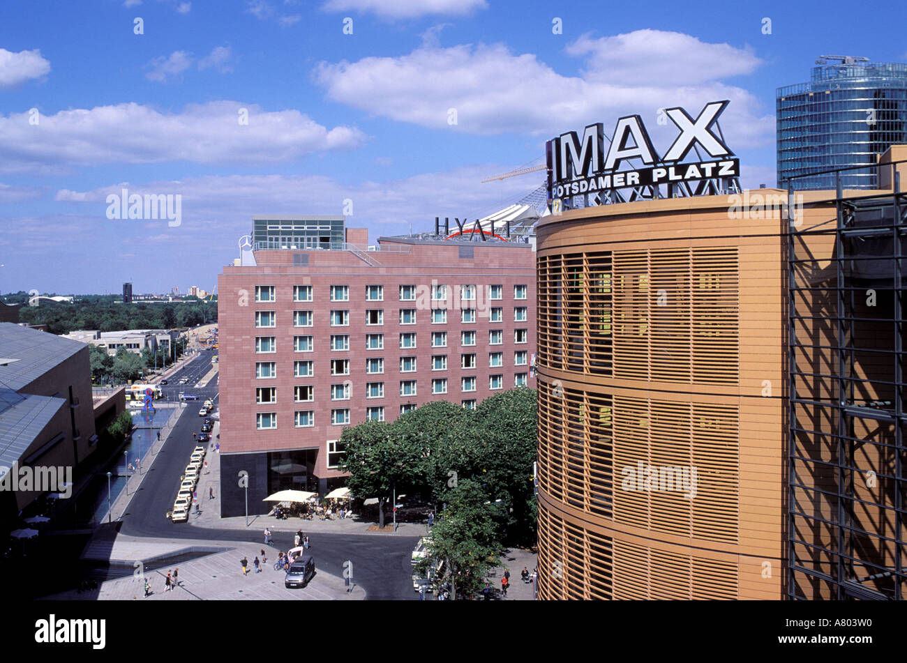 Germany, Berlin, the Imax cinema and the Hyatt Hotel seen from a ...