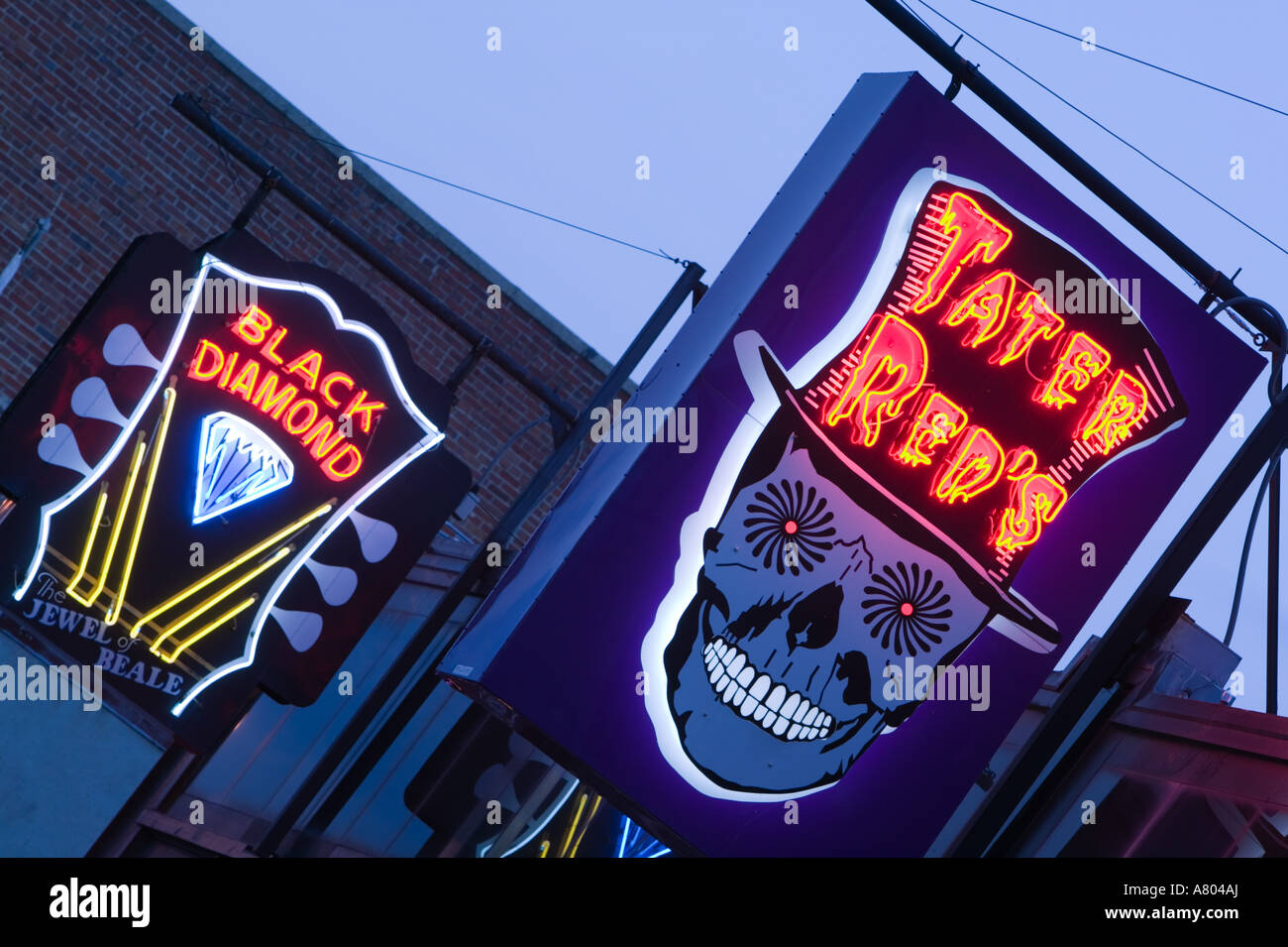 USA, Tennessee, Memphis, Beale Street Entertainment Area, Neon Signs ...