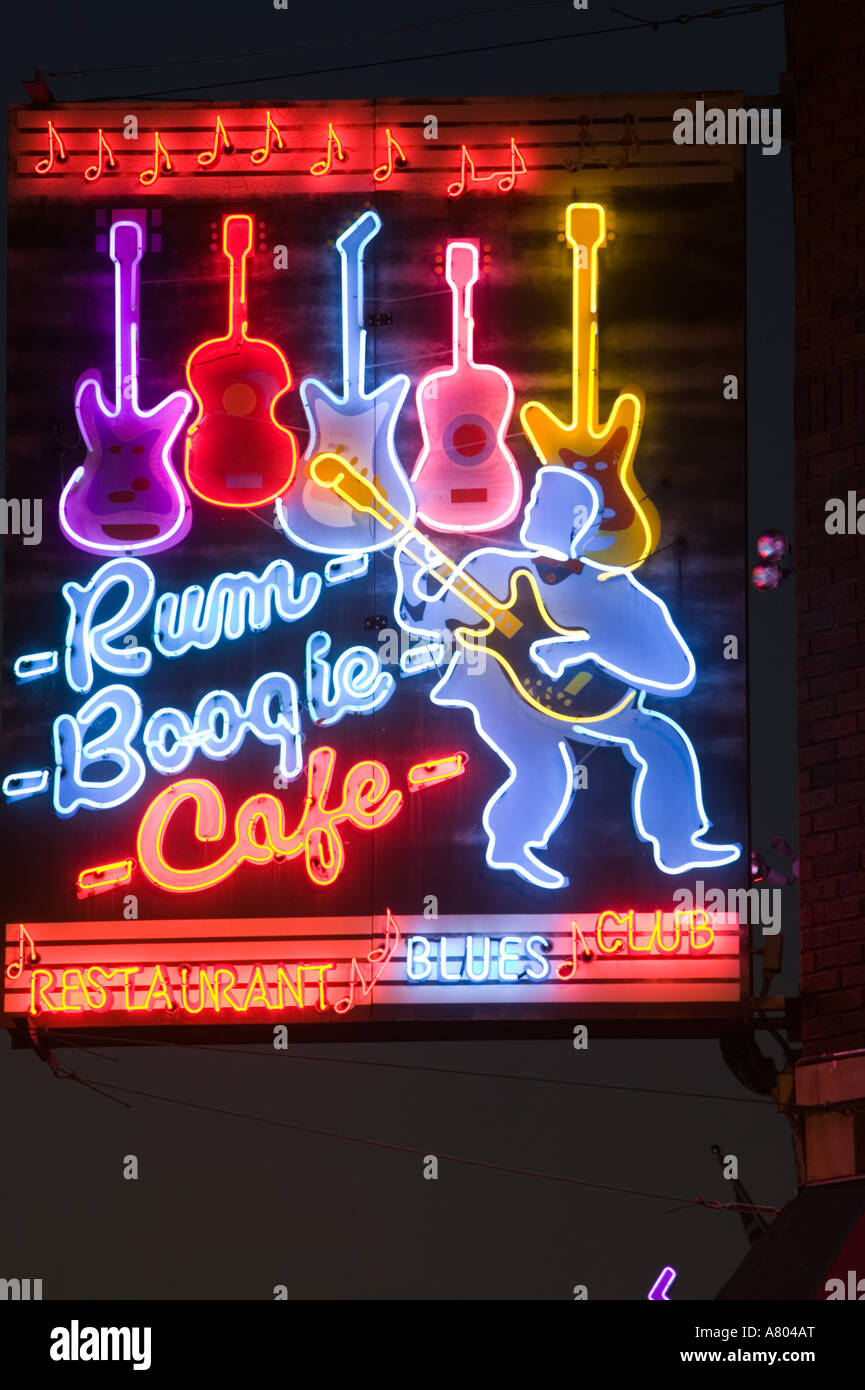 USA, Tennessee, Memphis, Beale Street Entertainment Area Neon Signs ...