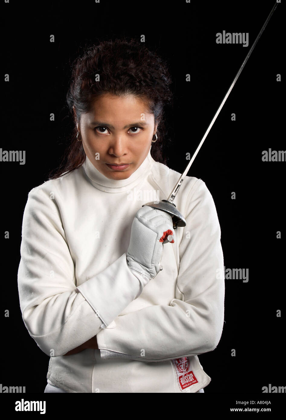 Woman fencer potraiture Stock Photo - Alamy