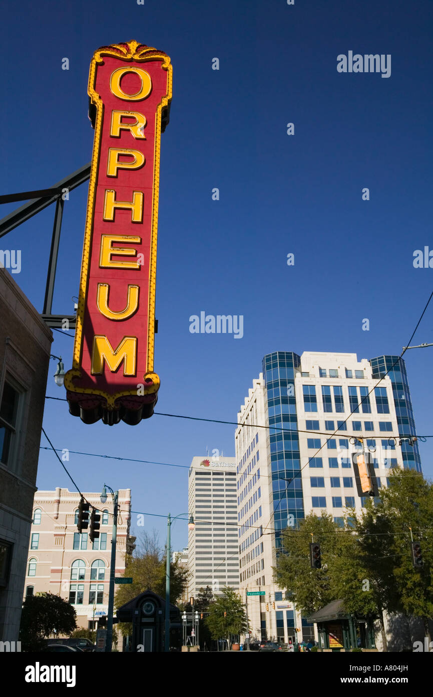 USA, Tennessee, Memphis, Beale Street Area, Orpheum Theater Sign Stock ...