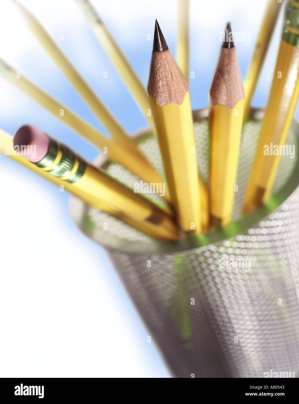 Pencil Cup and Sharp Pencils Stock Photo - Alamy