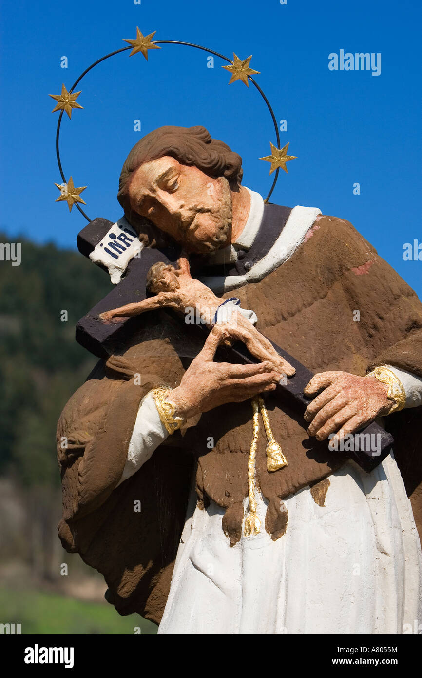 Statue on the bridge over the River Kinzig Wolfach Black Forest Germany ...