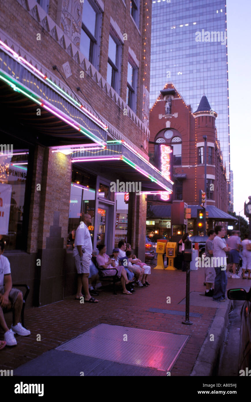 North America, USA, Texas, Fort Worth. Downtown Sundance square people ...