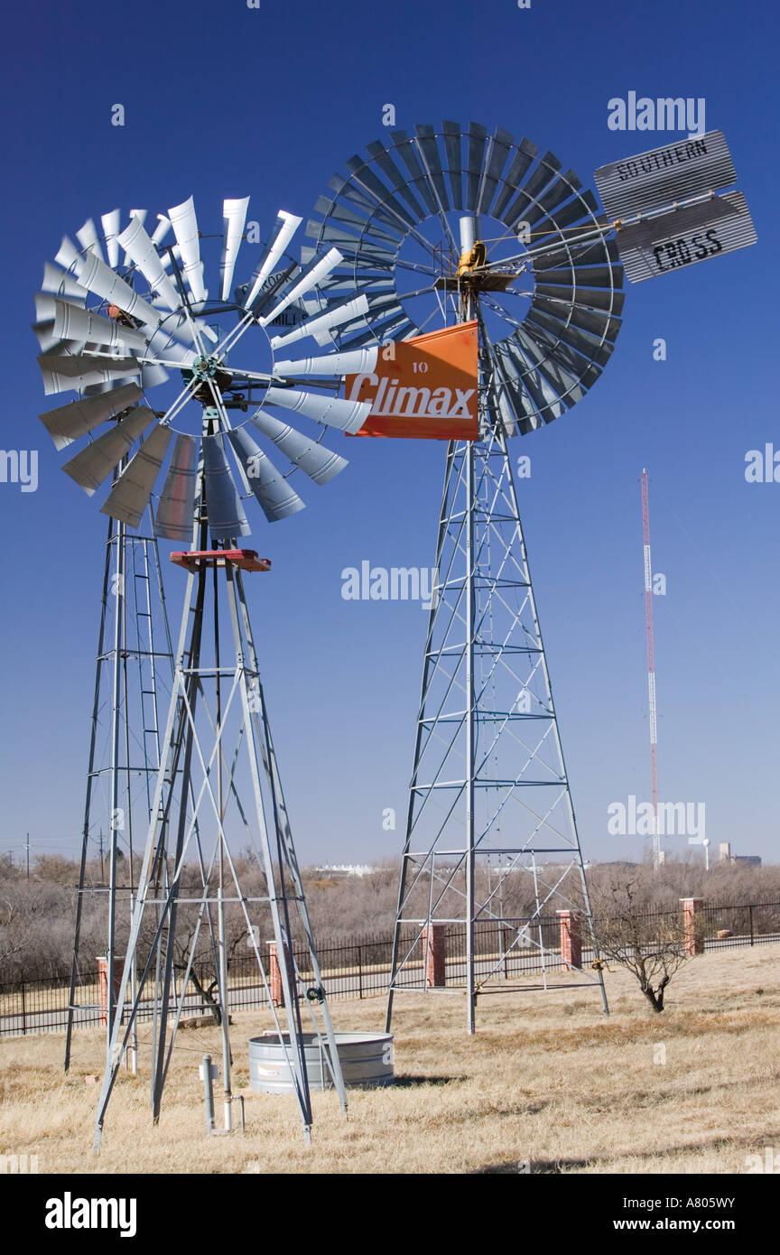 USA, TEXAS, Lubbock: American Wind Power Center Historic Windmills ...