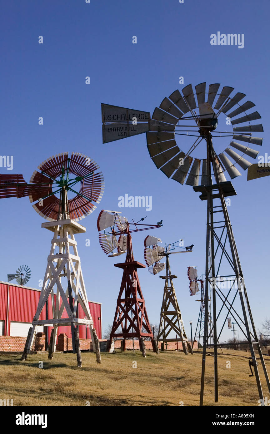 USA, TEXAS, Lubbock: American Wind Power Center Historic Windmills ...