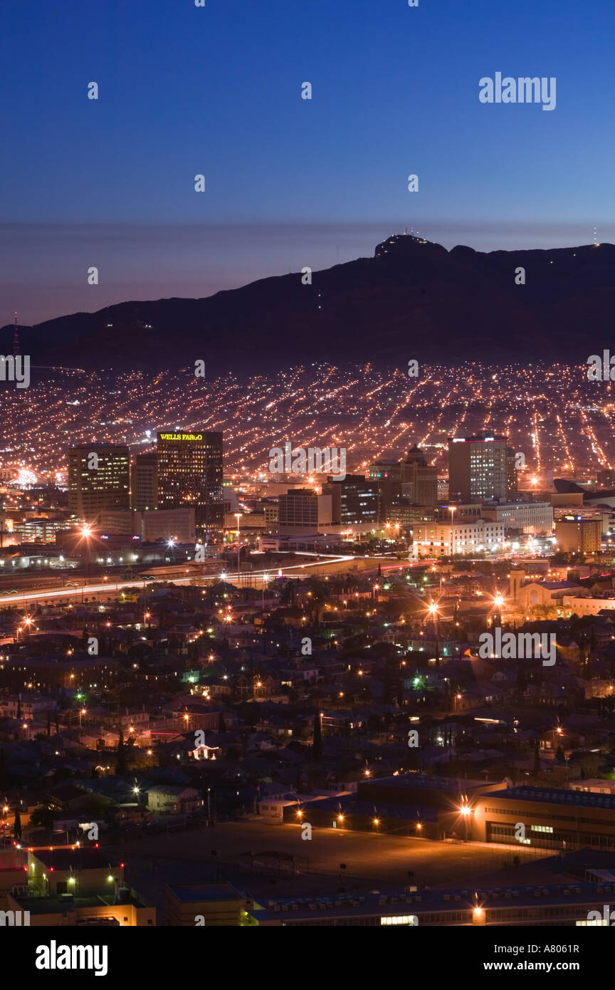 USA, TEXAS, El Paso: Downtown View from Scenic Drive / Evening Stock ...