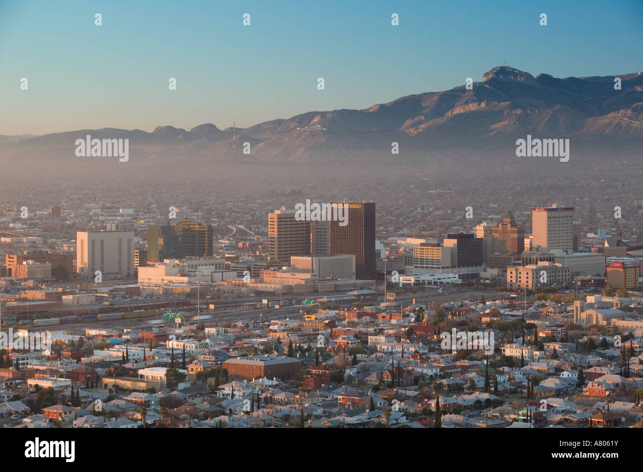 USA, TEXAS, El Paso: Downtown View from Scenic Drive / Dawn Stock Photo ...