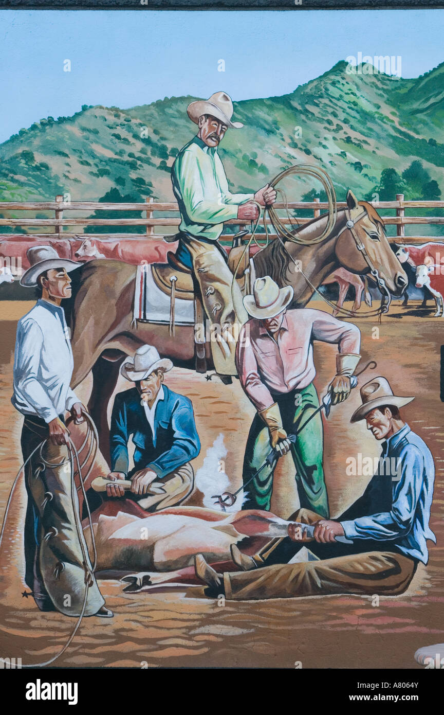 USA, TEXAS, West Texas, Alpine: Alpine Texas History Mural detail Stock ...