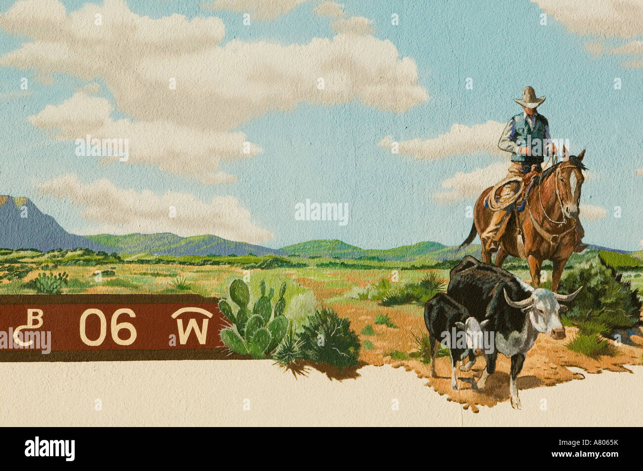 USA, TEXAS, West Texas, Alpine: Alpine Texas History Mural detail Stock ...