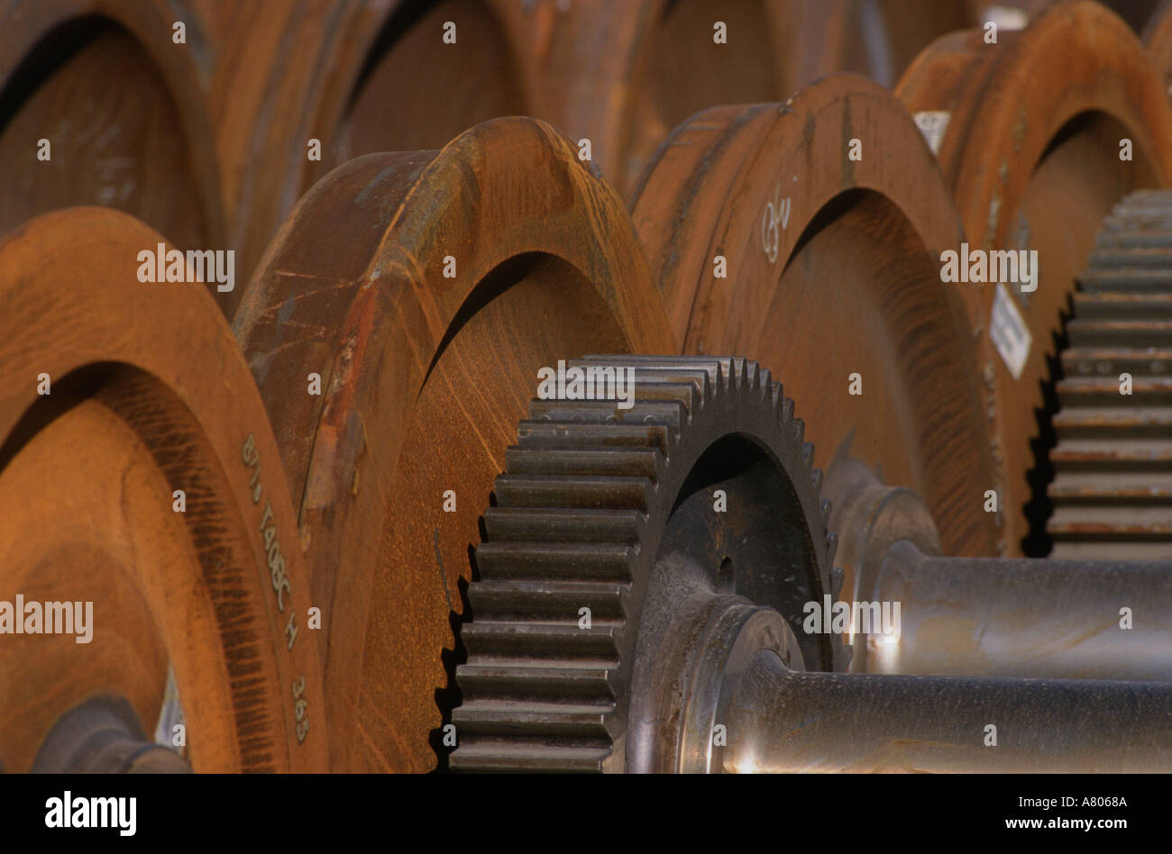Train wheels with cog drive Stock Photo - Alamy