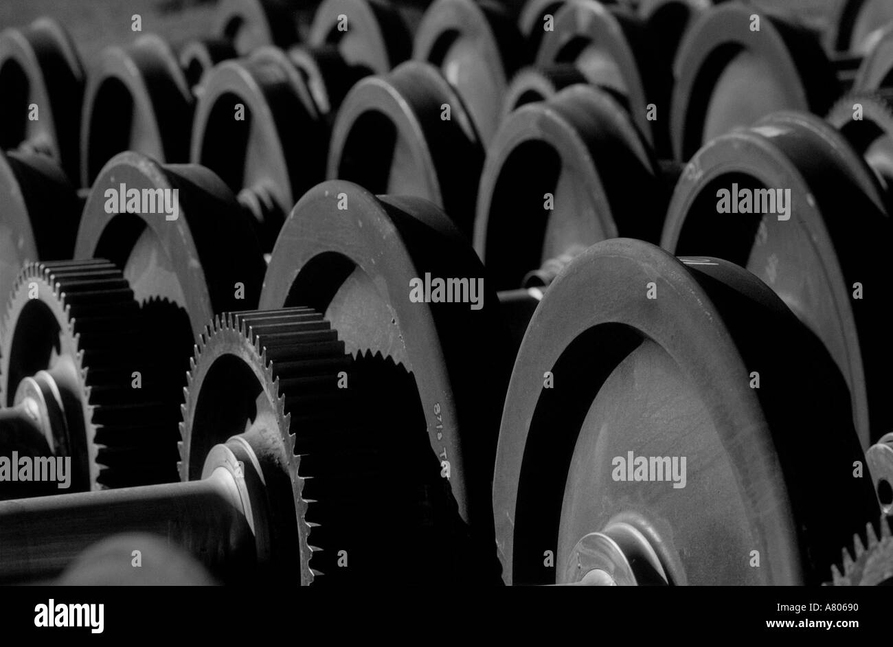 Train wheels with cog drive Stock Photo - Alamy