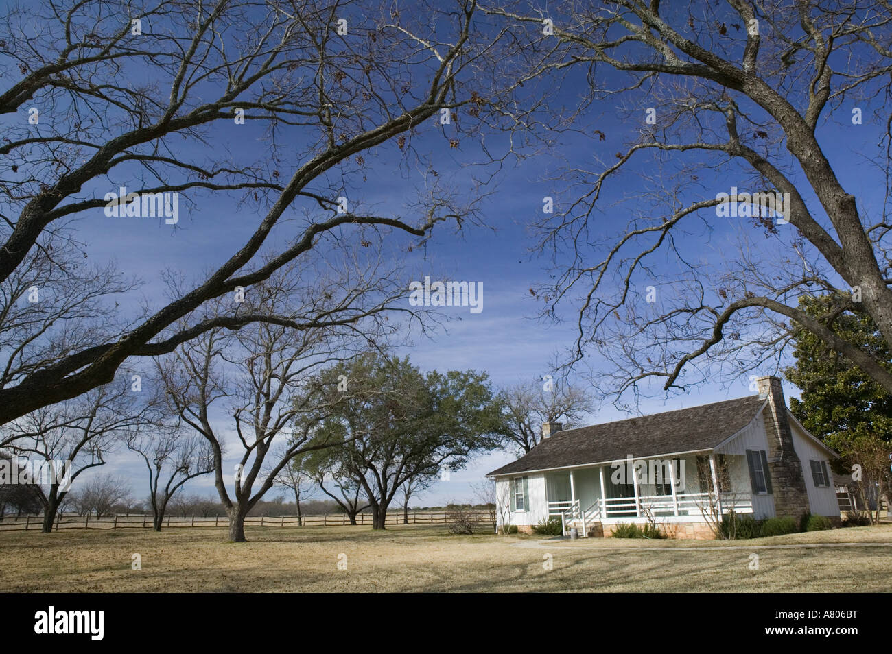 USA, TEXAS, Hill Country, Johnson City: LBJ Ranch, Former Texas White ...