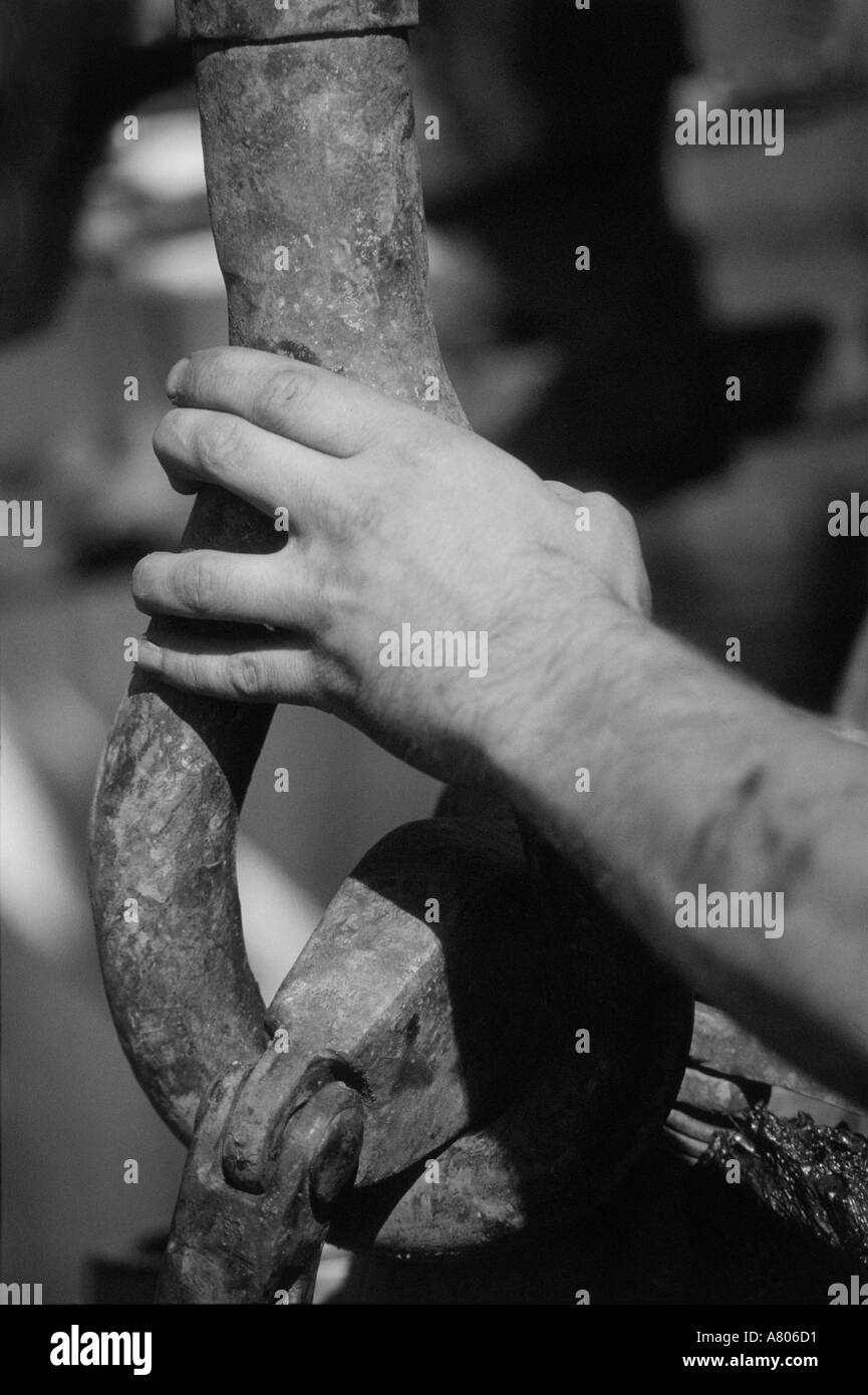 Rig worker s hand on rig Stock Photo - Alamy