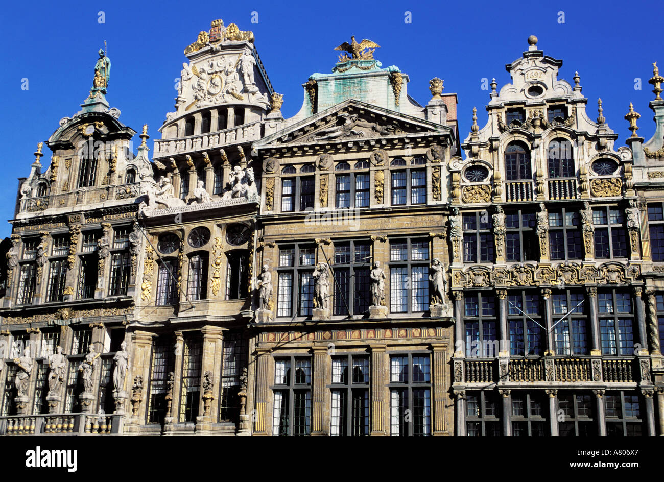 Belgium, Brussels, Baroque fronts of the Grand' Place square Stock ...