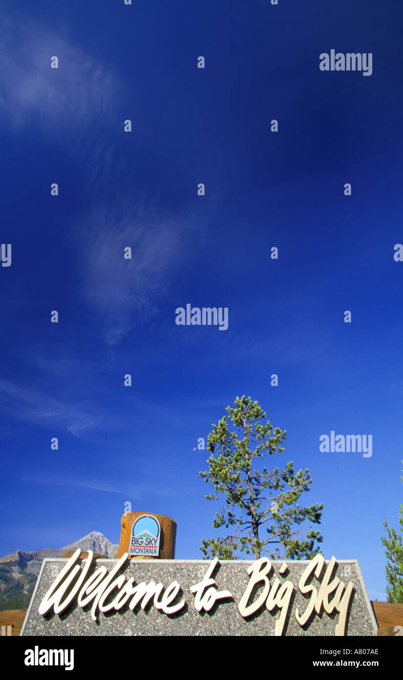 Welcome to Big Sky sign Big Sky Montana Stock Photo - Alamy