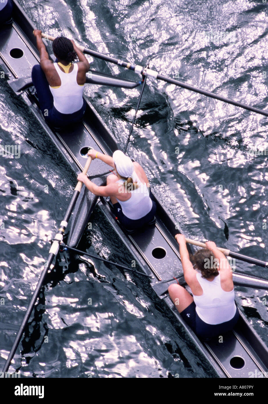 USA, Washington State, Seattle. Women crew racing in 4 stroke shell at ...