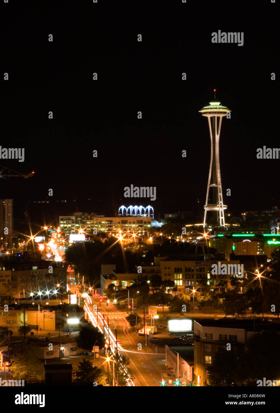 USA, Washington, Seattle. Space Needle at night Stock Photo - Alamy