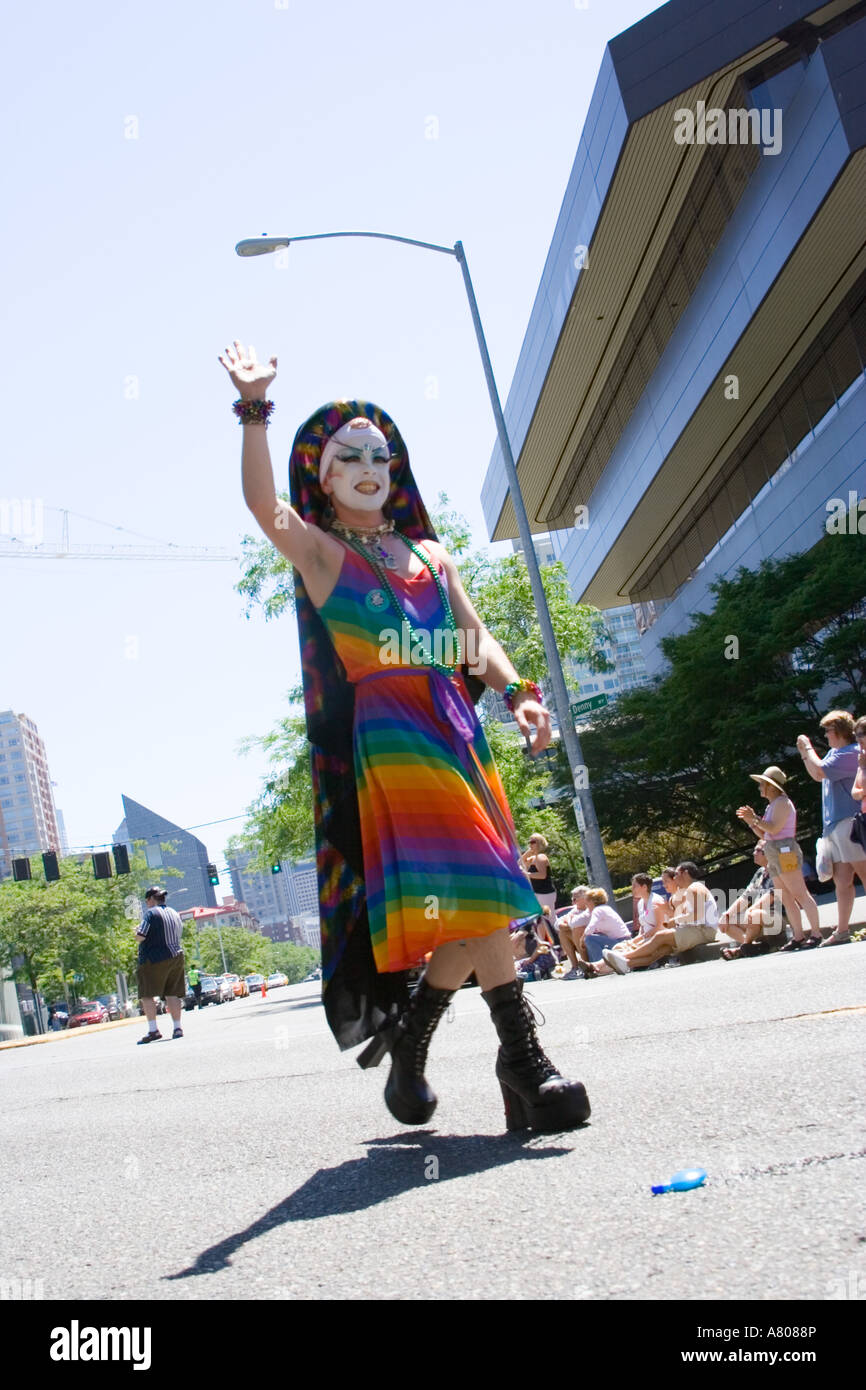 Costumed man marching in Seattle's annual Pride Parade Stock Photo - Alamy