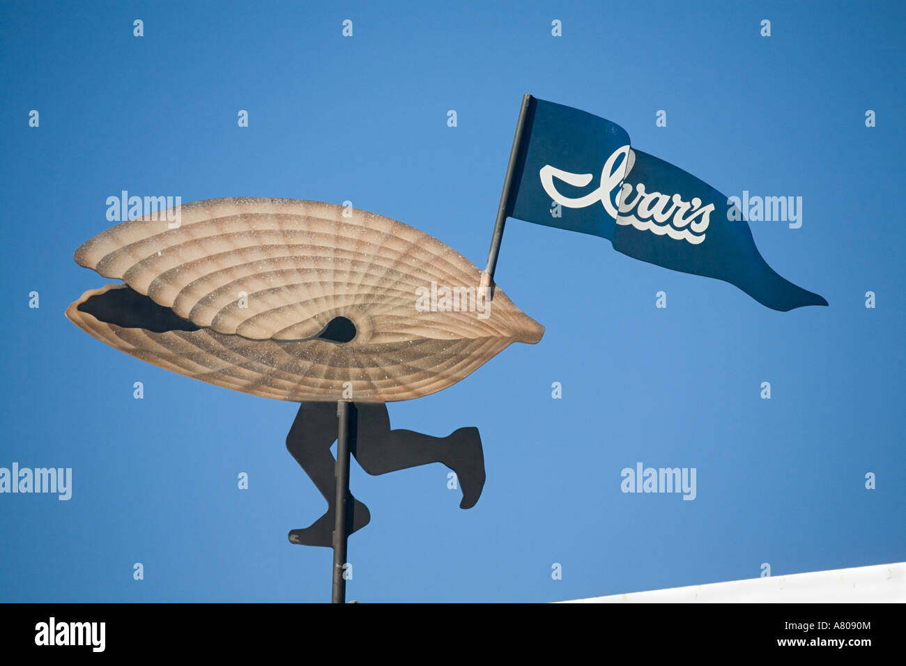 WA, Seattle, Sign atop Ivar's restaurant along Seattle's waterfront ...