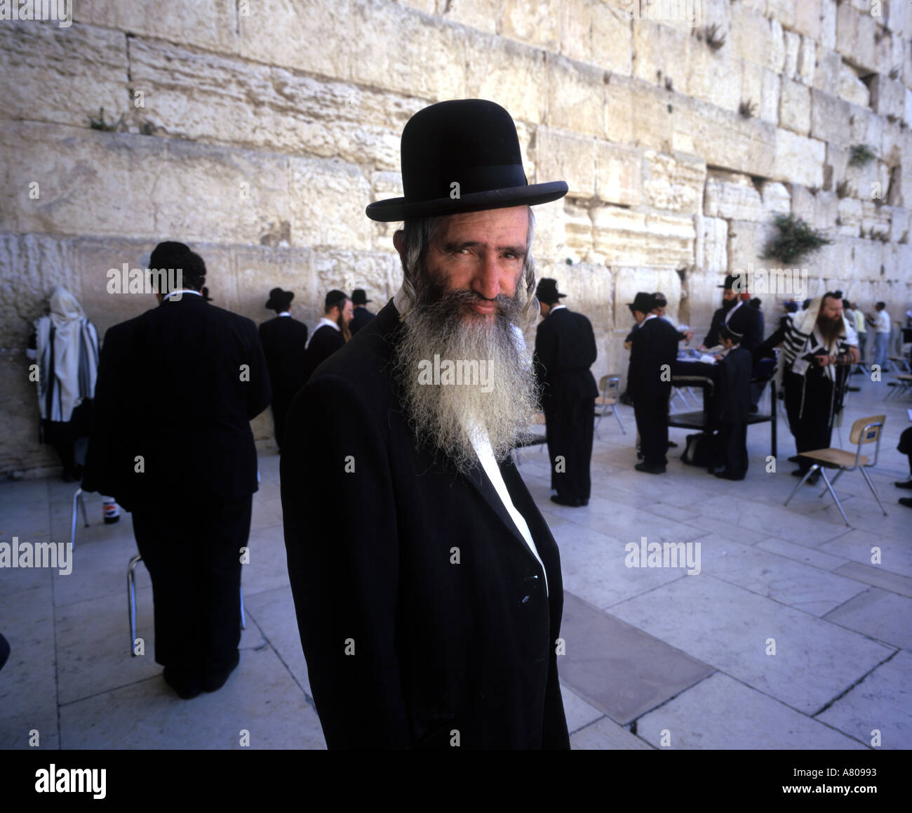 Orthodox Jew at the Western Wall or Wailing Wall in Jerusalem Israel ...