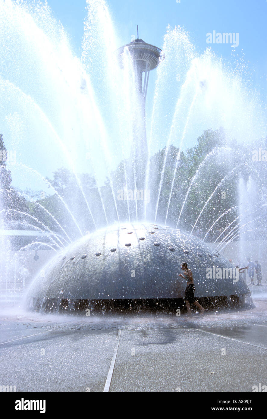 United Stated, Washington, Seattle, Seattle center, fountain Stock ...