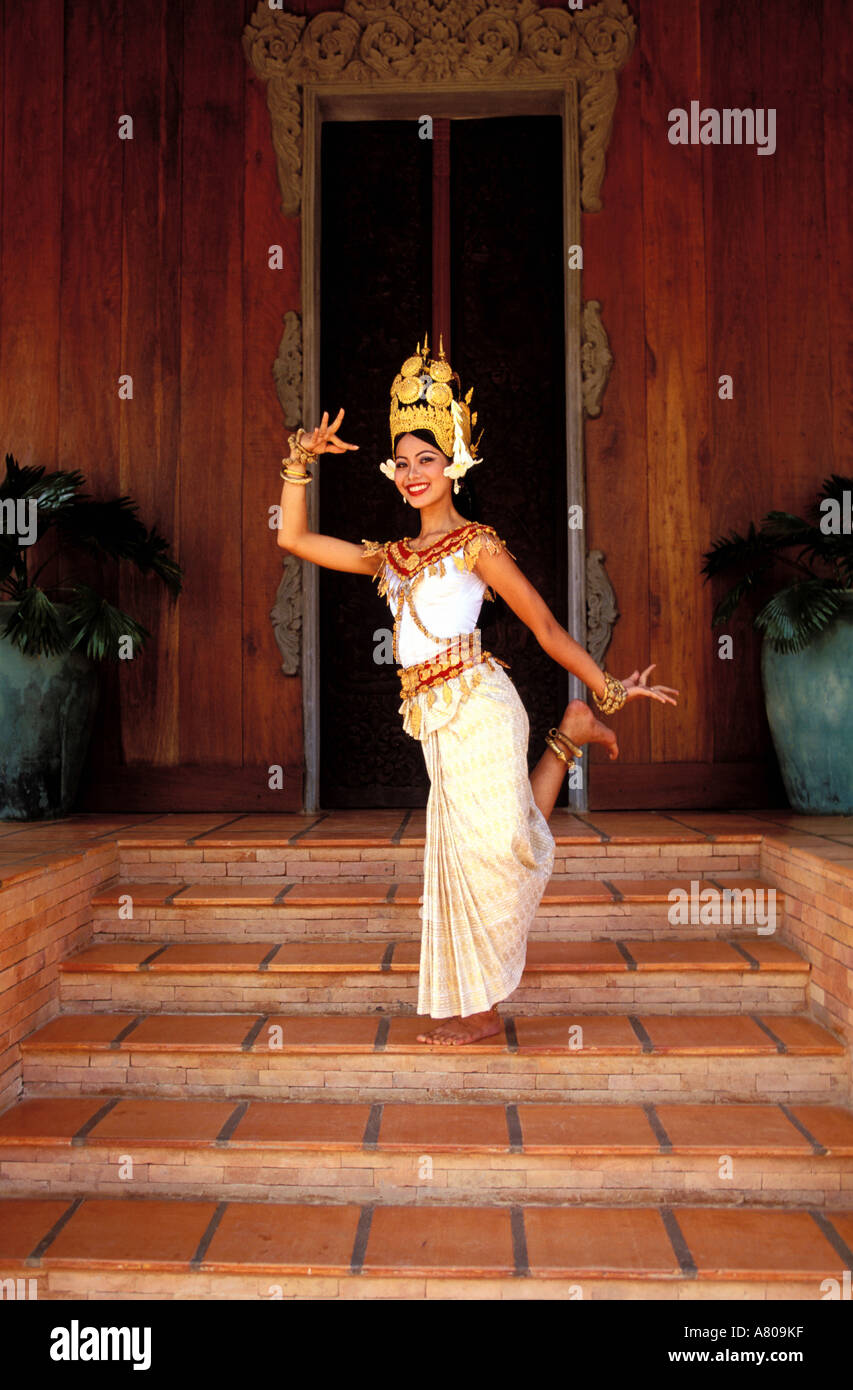 Cambodia, Siem Reap province, Apsara or holy dancer, according to the ...
