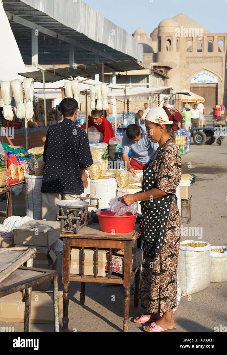 Uzbek Woman Working At Market Stock Photo - Alamy
