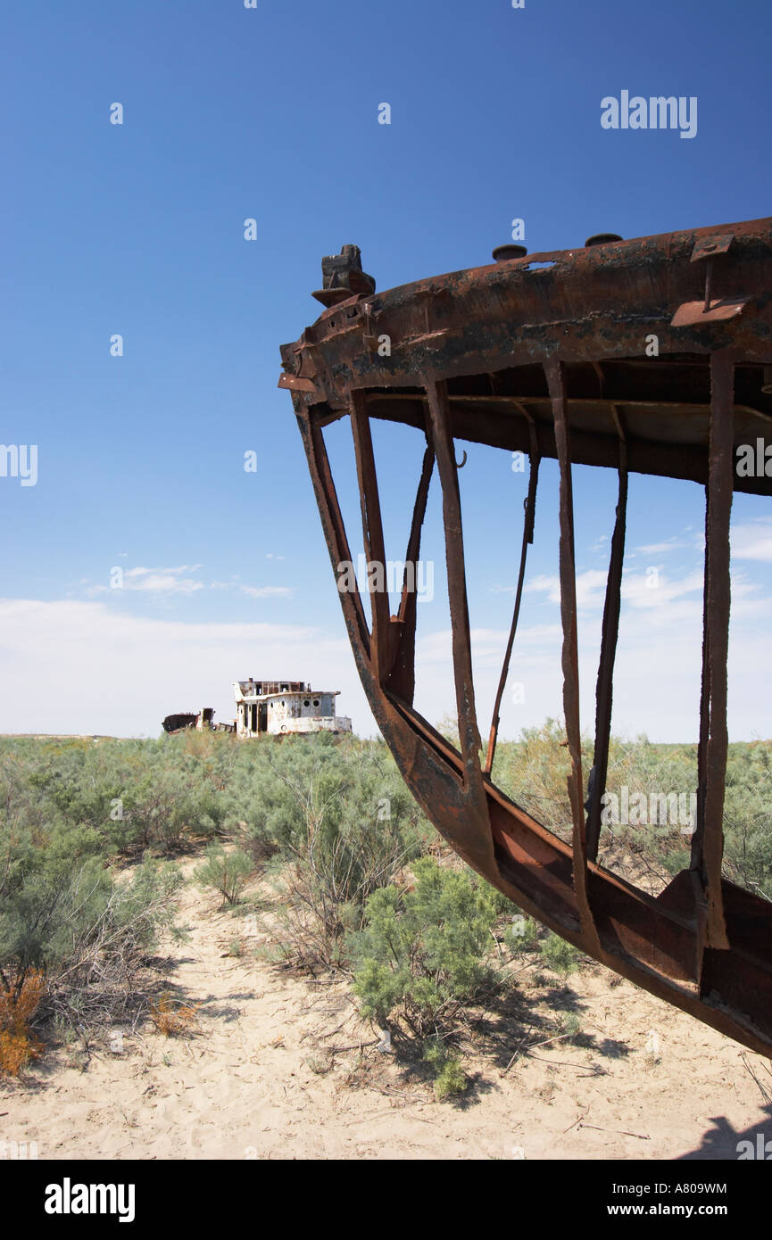 Stranded Fishing Boats On Former Aral Sea Stock Photo - Alamy