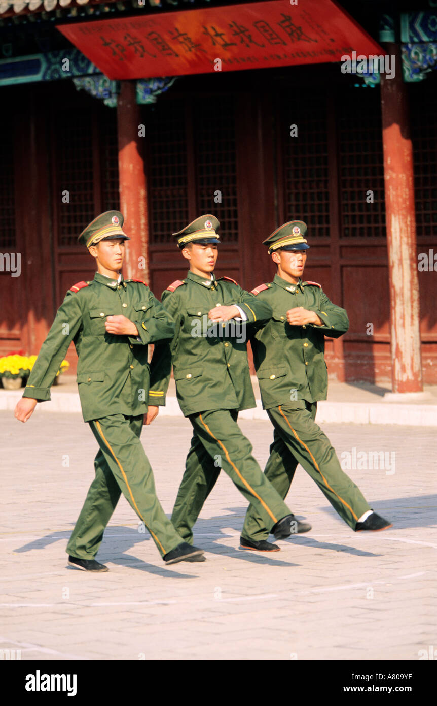 China, Beijing, army training in front of Tien an Men square and the ...