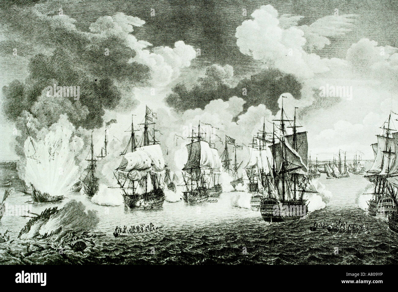 Russian-Turkish war. July 7th, 1770. Destruction of turkish fleet ...