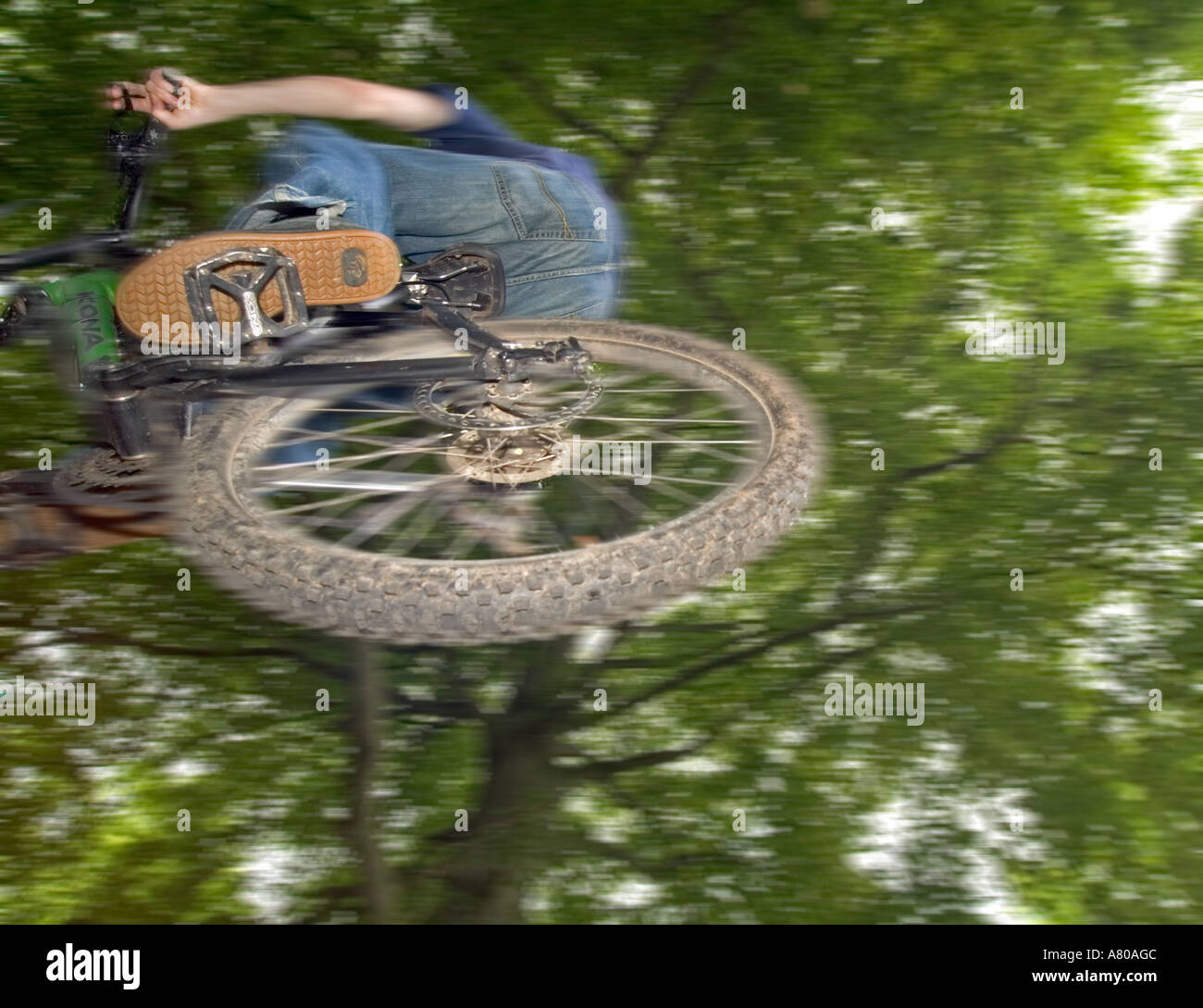 Mountain Biker in mid Air Stock Photo - Alamy