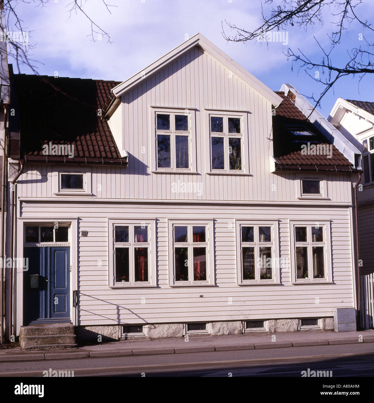 Typical white wooden house in Kristiansand Norway Stock Photo - Alamy