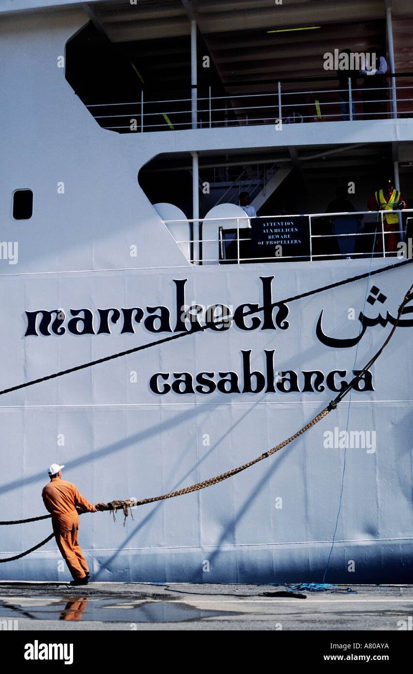 Morocco, Tanger, boat Marrakech connects Tanger with Sete, France Stock ...