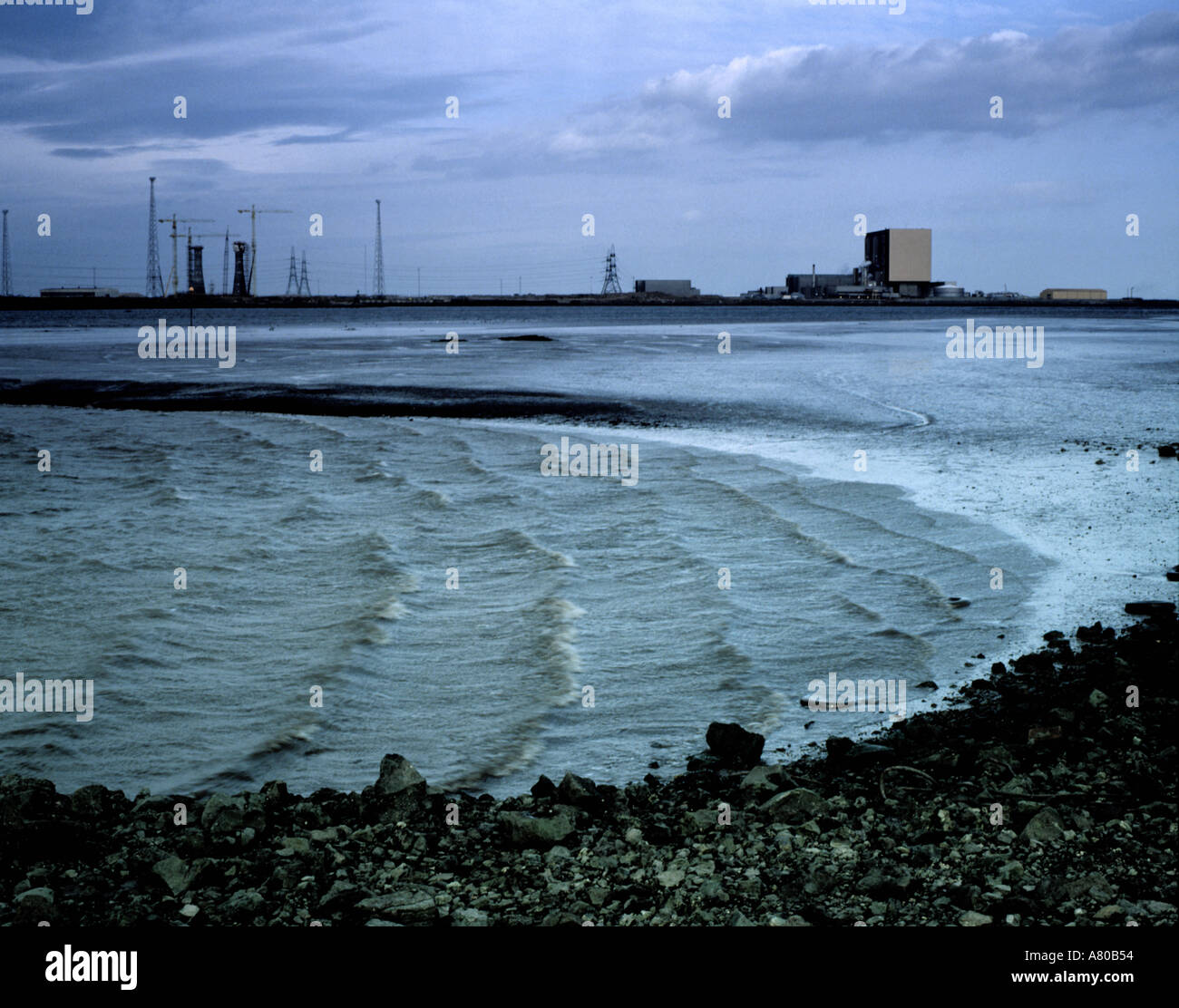 Hartlepool Nuclear Power Station seen over the Tees estuary, Teesside ...