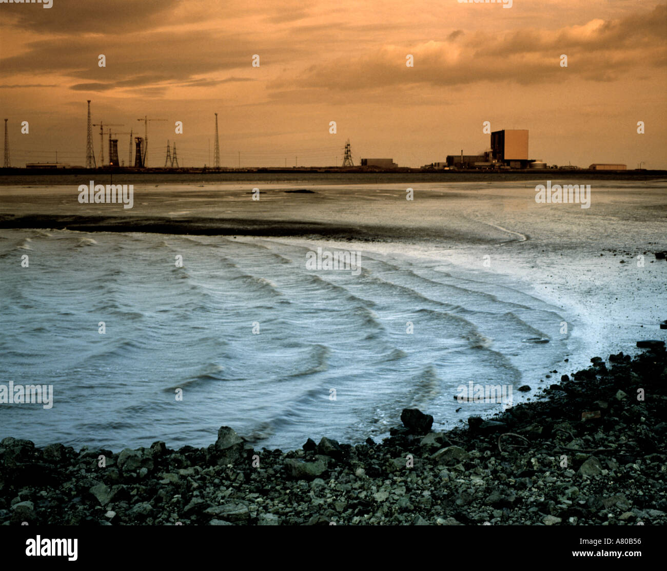 Hartlepool Nuclear Power Station seen over the Tees estuary, Teesside ...