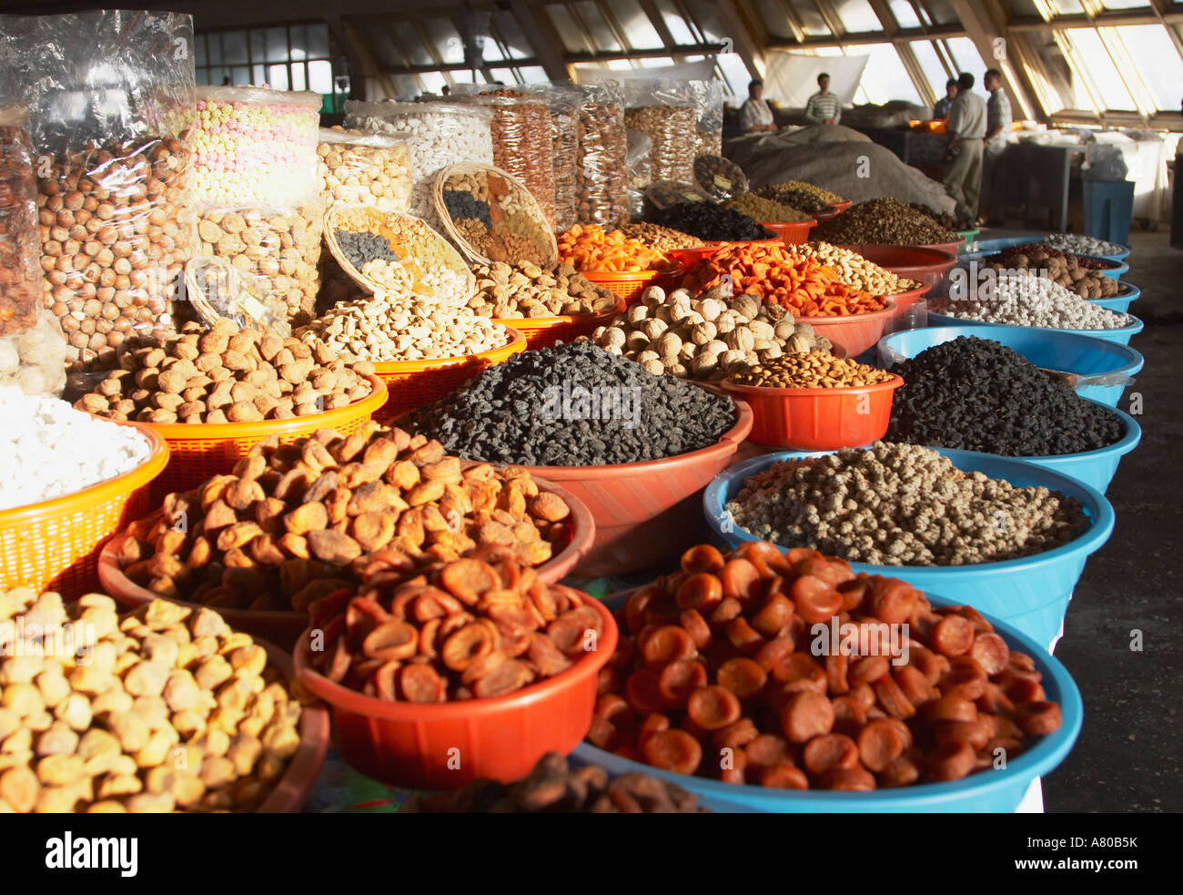 Dried Fruit And Nuts At Stand In Bazaar Stock Photo - Alamy