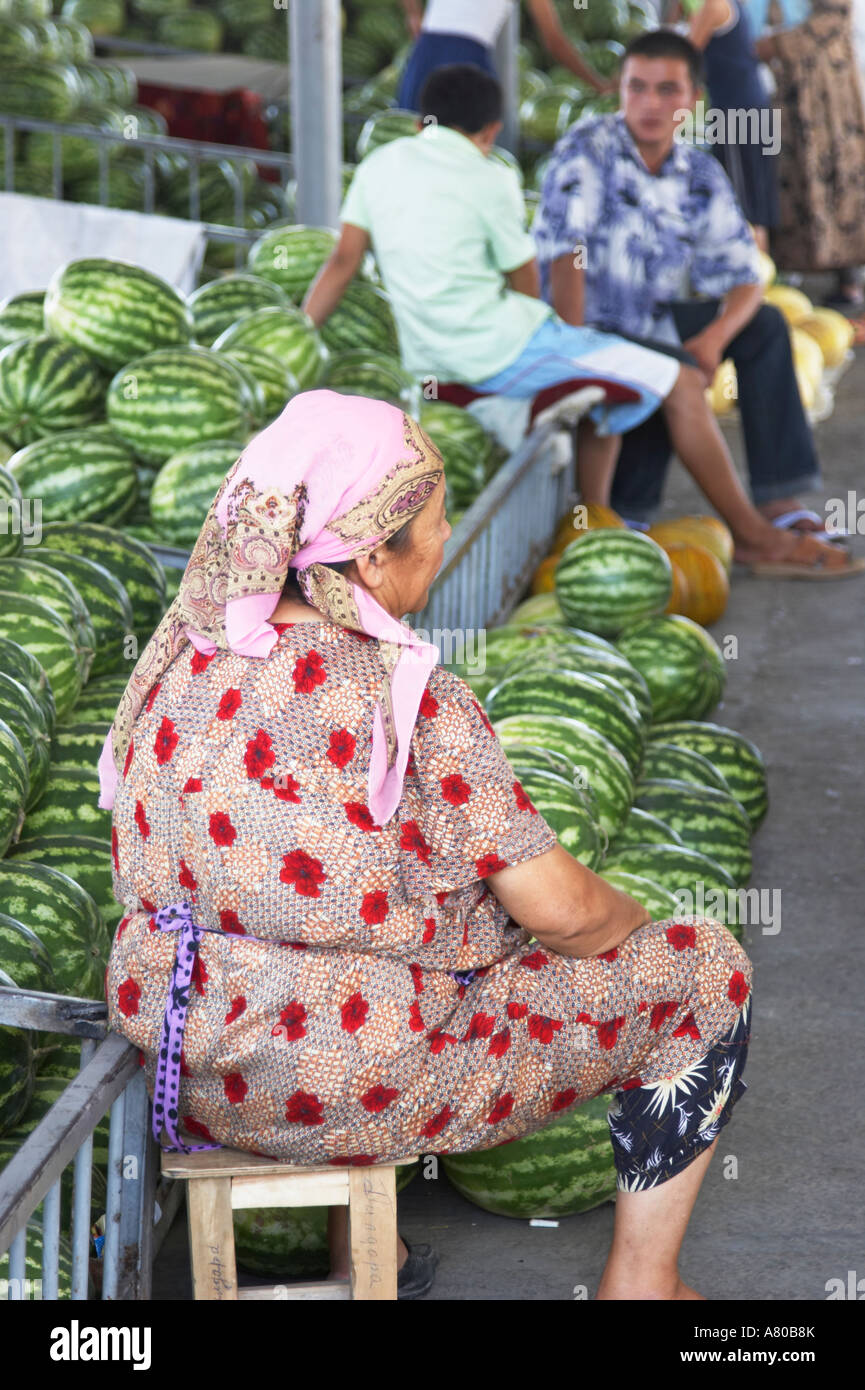 Tashkent, Female Watermelon Vendor Stock Photo - Alamy