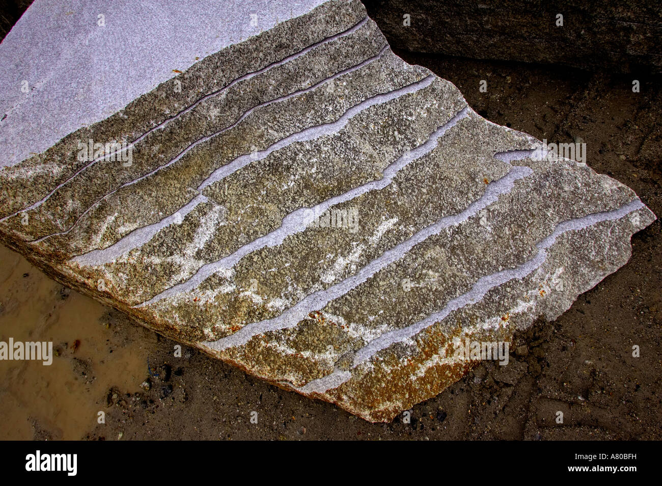 Cut granite at the De Lank quarry on Bodmin Moor in Cornwall, UK Stock ...