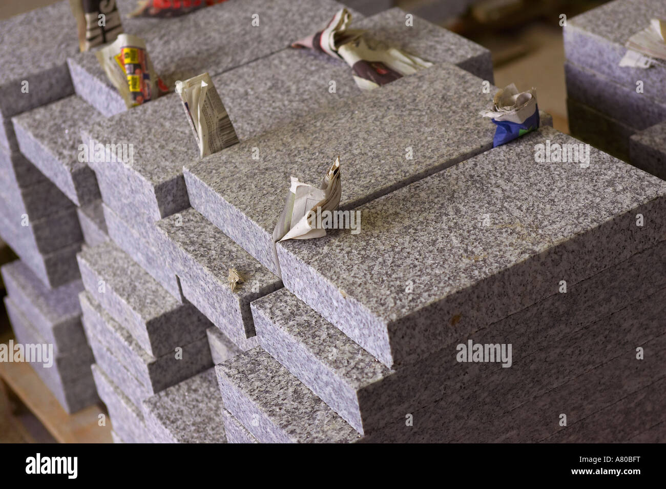 Cut granite at the De Lank quarry on Bodmin Moor in Cornwall, UK Stock ...