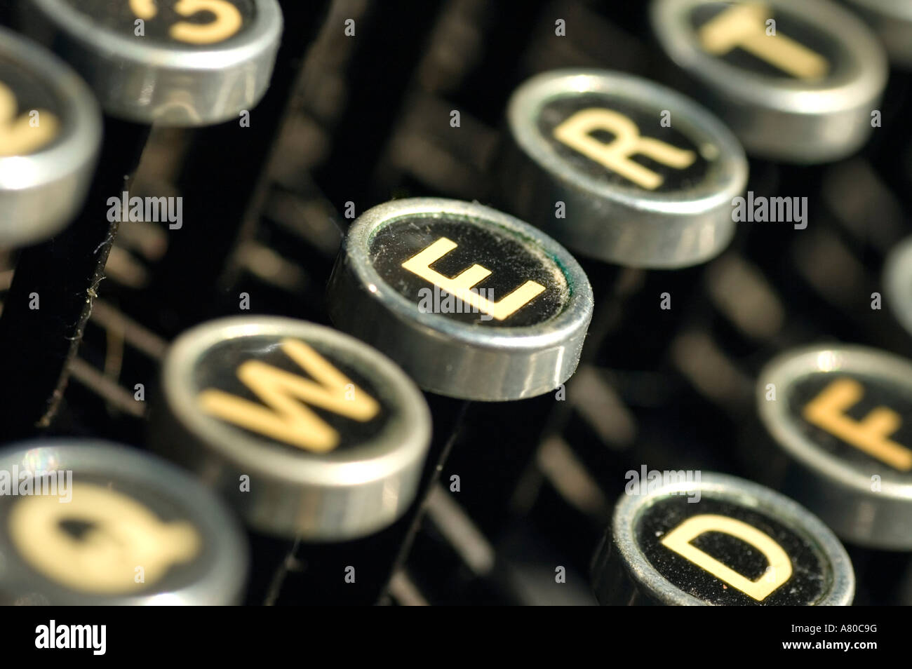Typewriter Keys of an antique manual typewriter in black and gold Stock ...