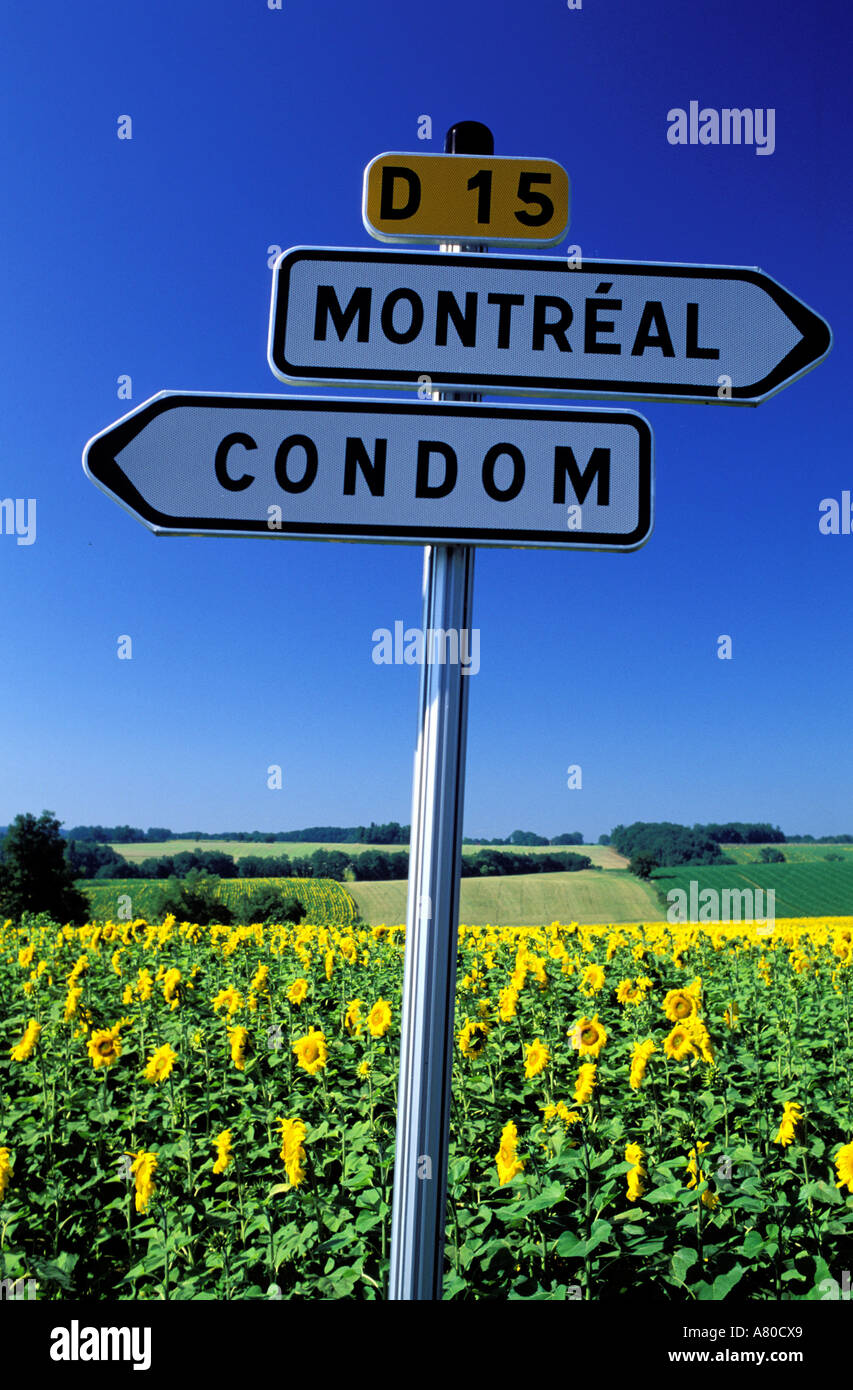France, Gers, countryside, road sign Stock Photo - Alamy