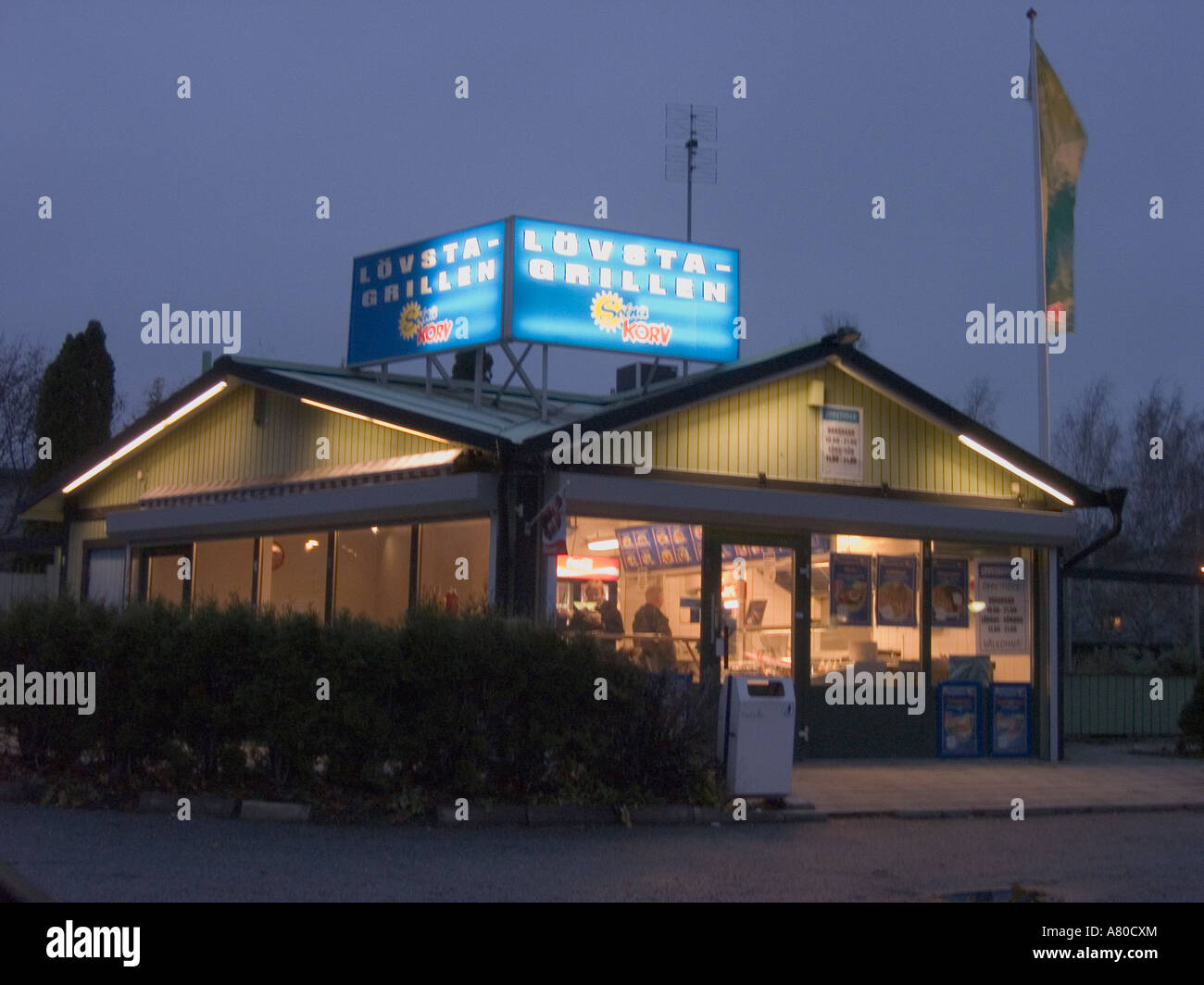 Quick food restaurant in Sweden Stock Photo - Alamy
