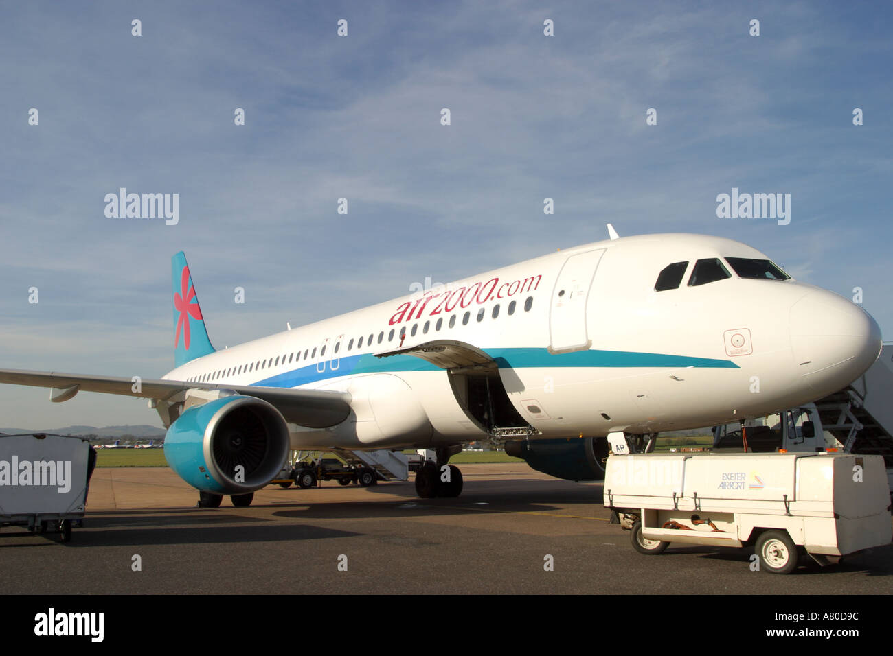 Air 2000 Jet at Exeter Airport Devon England Stock Photo - Alamy