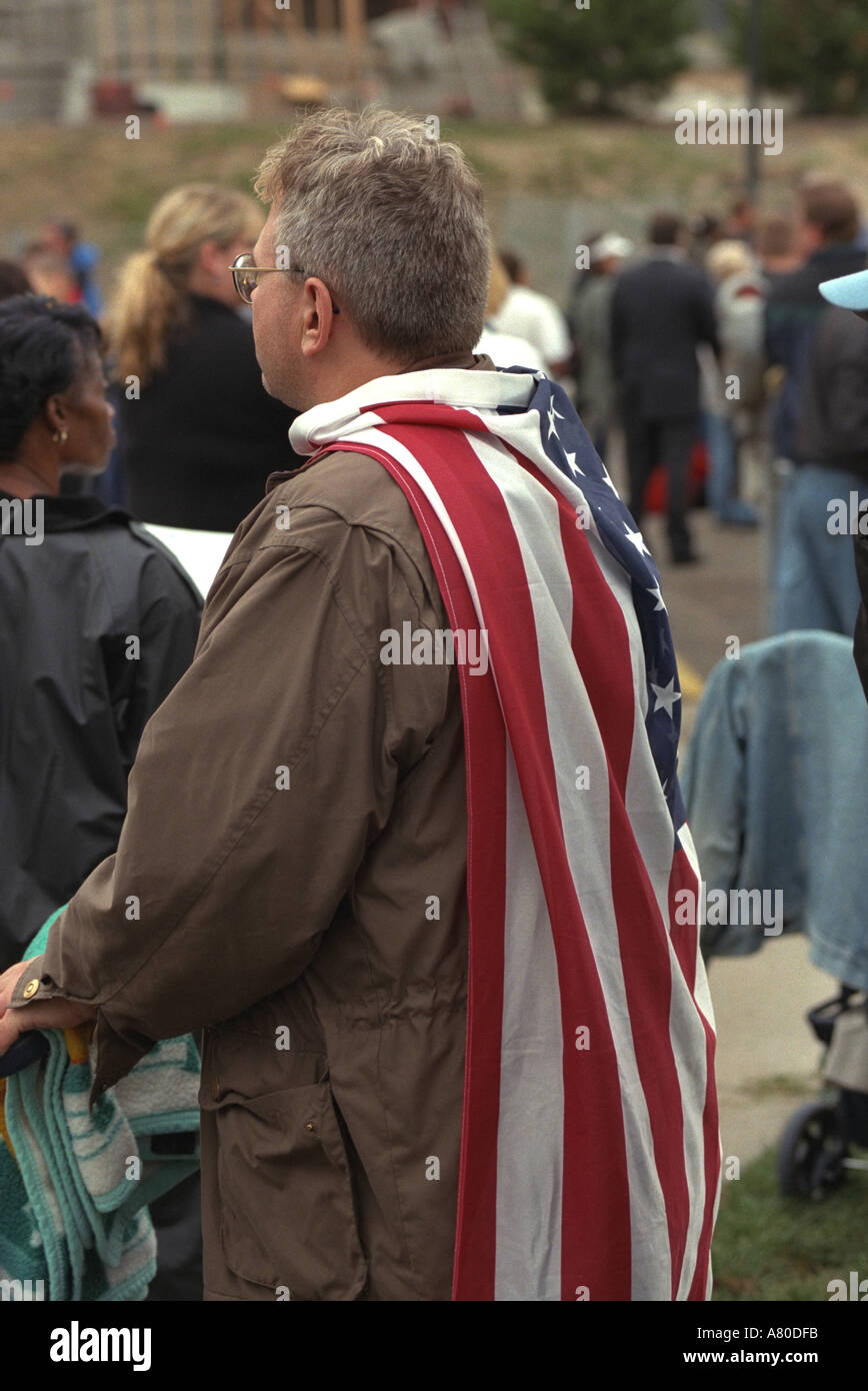 Flags draped over shoulders hi-res stock photography and images - Alamy